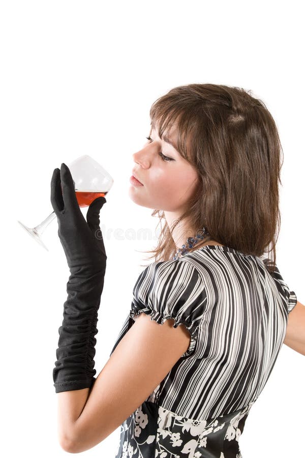 Girl with a wine glass stock photo. Image of wine, drink - 39085562
