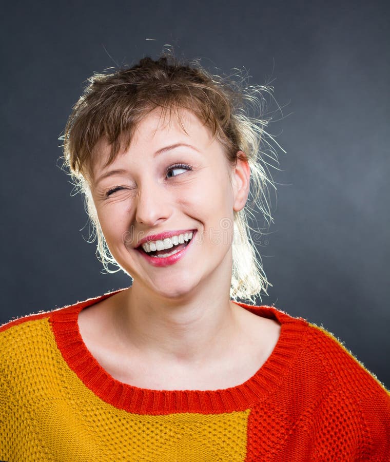 Girl winking stock photo. Image of portrait, beautiful - 45840310