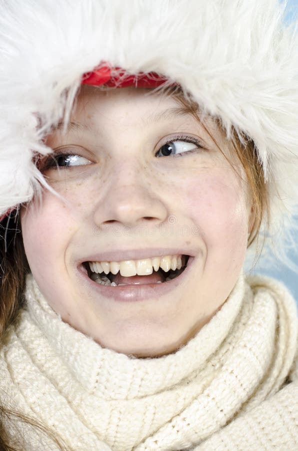 Girl in winter cap stock photo. Image of cold, white - 29012846