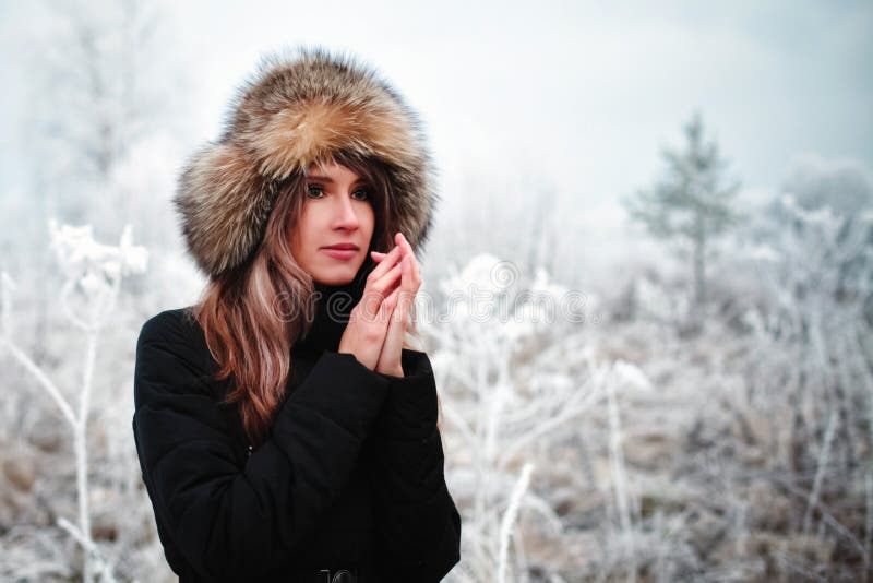 Girl winter stock photo. Image of makeup, girl, nature - 47247652