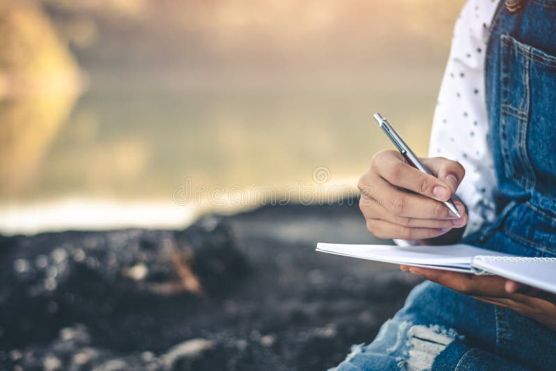 Girl in Winter Sit Write Homework in the Quiet Atmosphere Stock Image ...