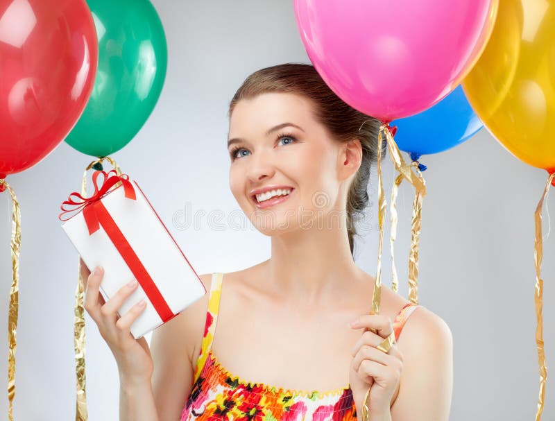 Girl wit balloons stock image. Image of beauty, people - 20153563