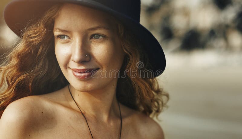 Girl Woman Smiling Relax Happy Concept Stock Image - Image of calm ...