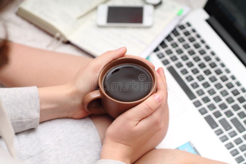 Girl at Work in Front of Computer Stock Image - Image of autumn, style ...