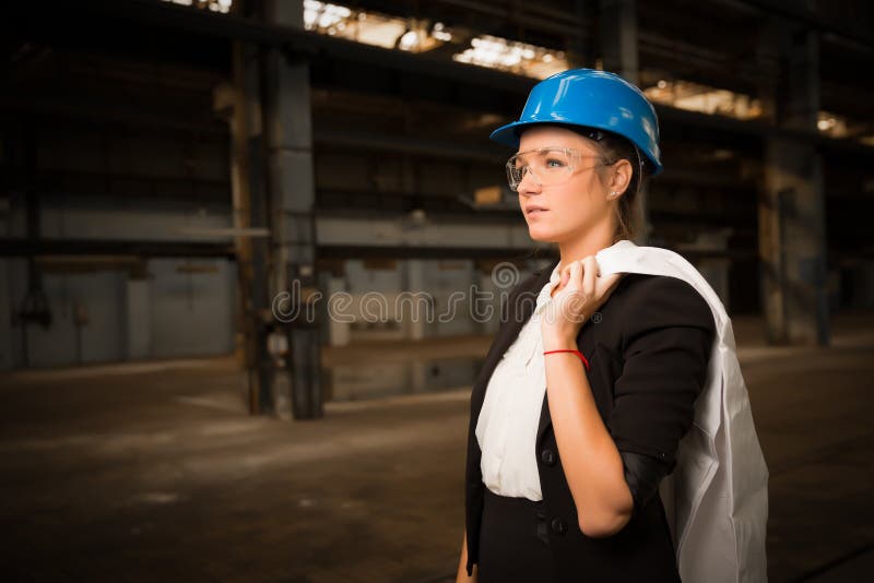 Girl worker in the factory stock image. Image of coat - 35122325