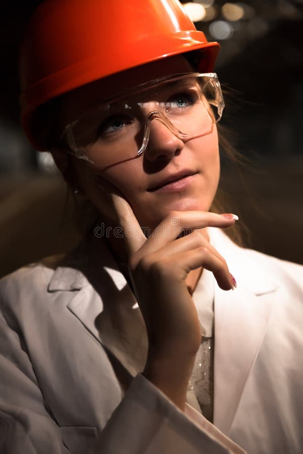 Girl worker in the factory stock photo. Image of success - 35123078