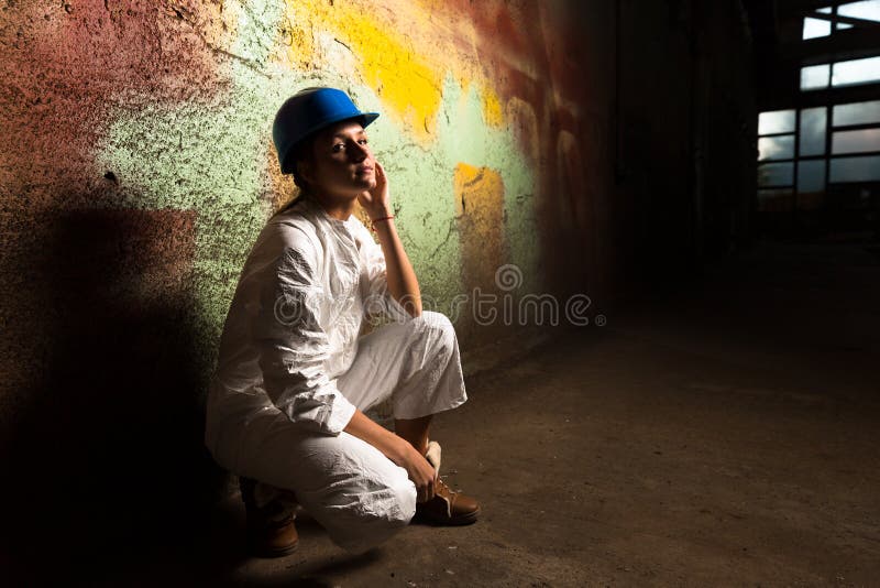 Girl worker in the factory stock image. Image of architect - 35122867