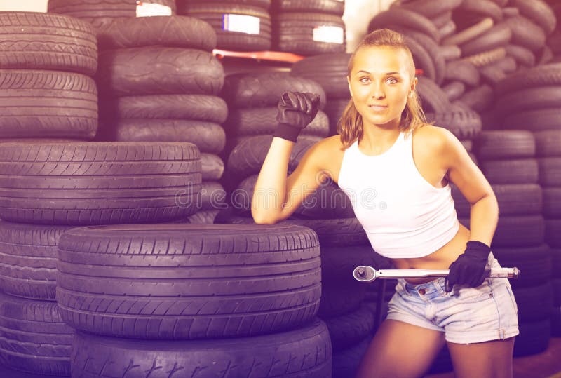 Girl Working As Auto Mechanic Stock Photo - Image of mechanic ...