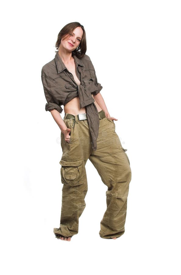 The Girl in Working Clothes Stock Photo - Image of belt, effort: 3529880