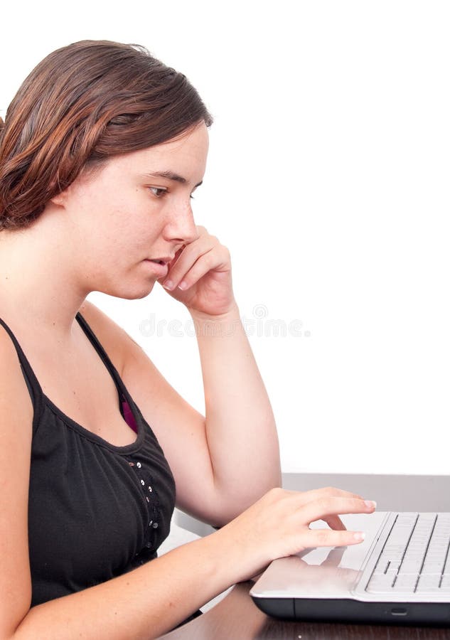 Girl Working on Computer stock image. Image of apprentice - 15228257