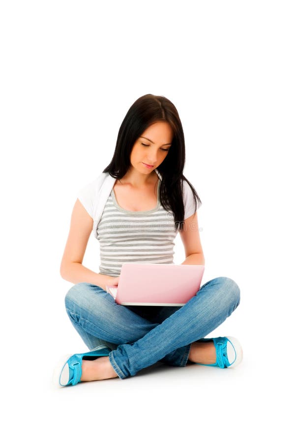 Girl working on laptop stock image. Image of adult, business - 11805183