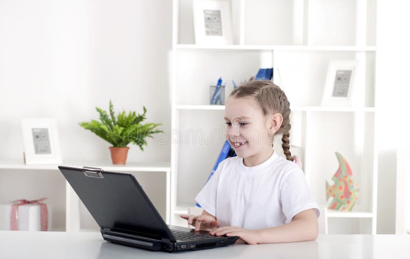 Girl working on laptop stock photo. Image of concept - 23611186