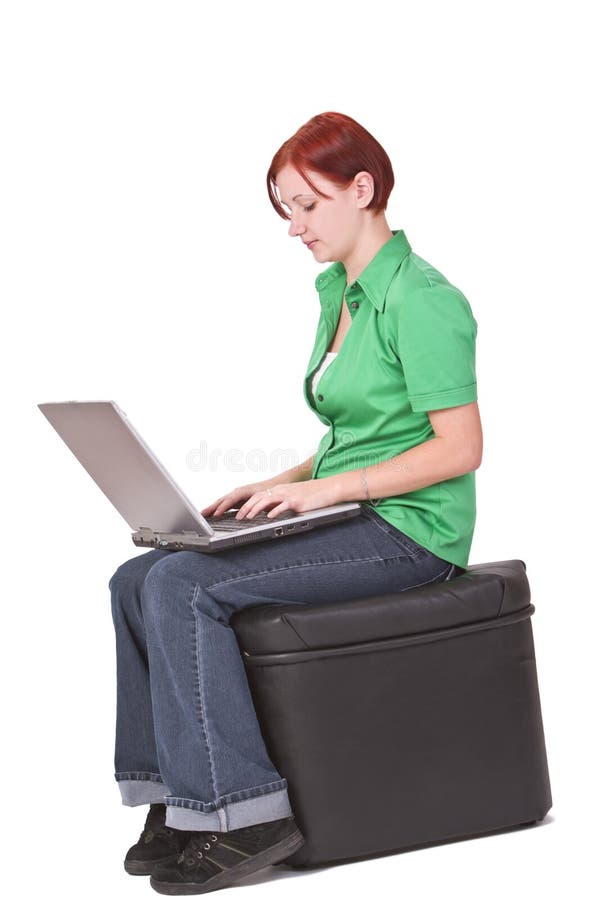 Girl working on laptop stock photo. Image of computer - 5226130