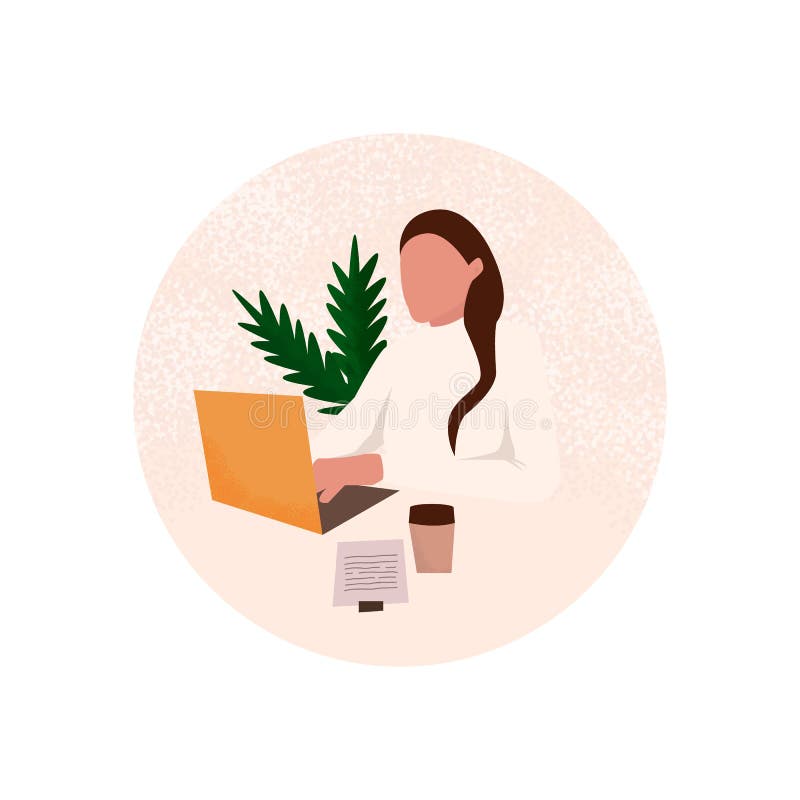 Girl Working in the Office. Stock Vector - Illustration of caucasian ...