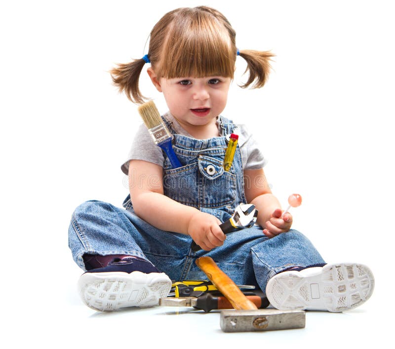 Girl with working tool stock image. Image of professional - 30961005