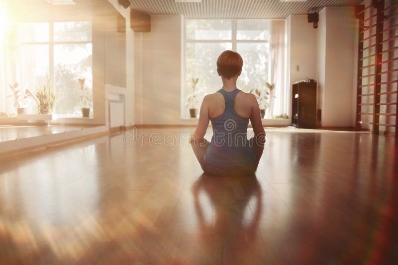 Girl workout yoga stock image. Image of athletic, back - 63726677