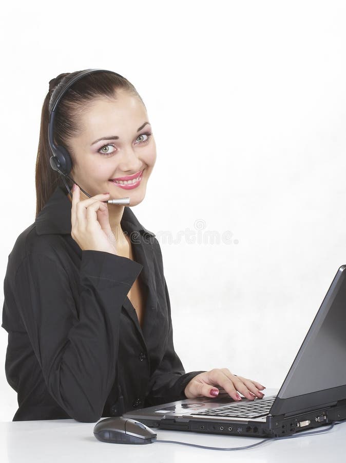 Girl works on a computer stock photo. Image of appointment - 1512112