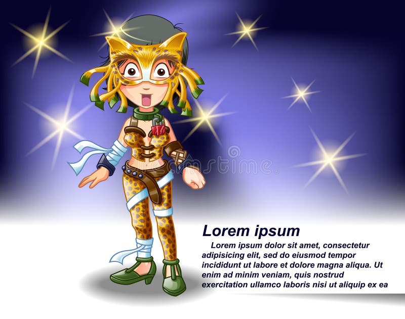 Girl Wrestler Character in Cartoon Style. Stock Vector - Illustration ...