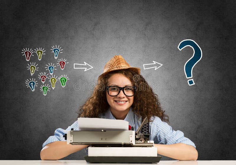 Girl writer stock photo. Image of table, hair, author - 46478364