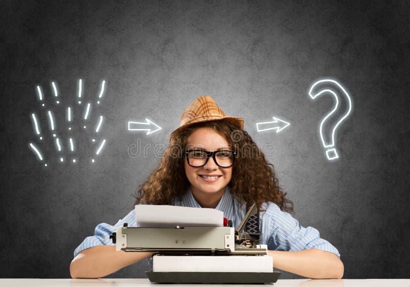 Girl writer stock photo. Image of author, idea, machine - 46478940