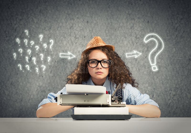 Girl writer stock image. Image of retro, type, newspaper - 46593351