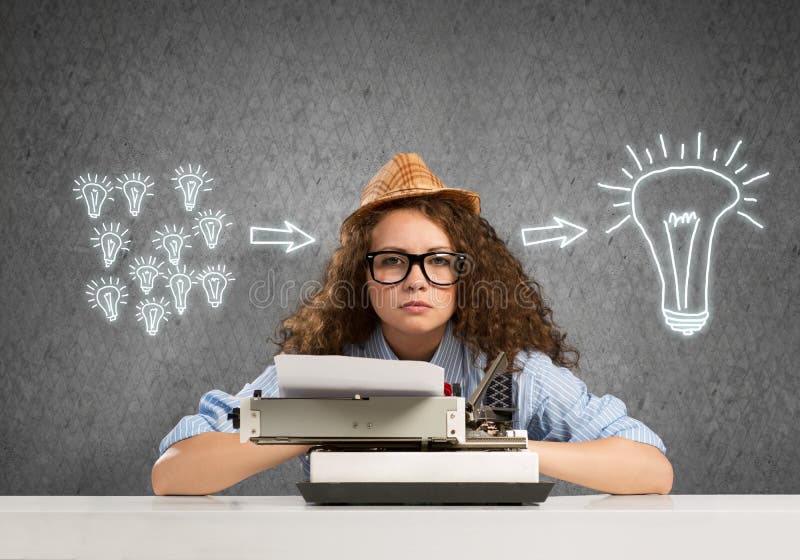 Girl writer stock photo. Image of portrait, idea, novel - 46594006