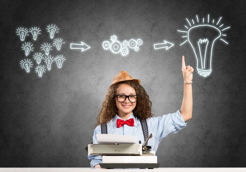 Girl writer stock photo. Image of novelist, retro, journalist - 46595024