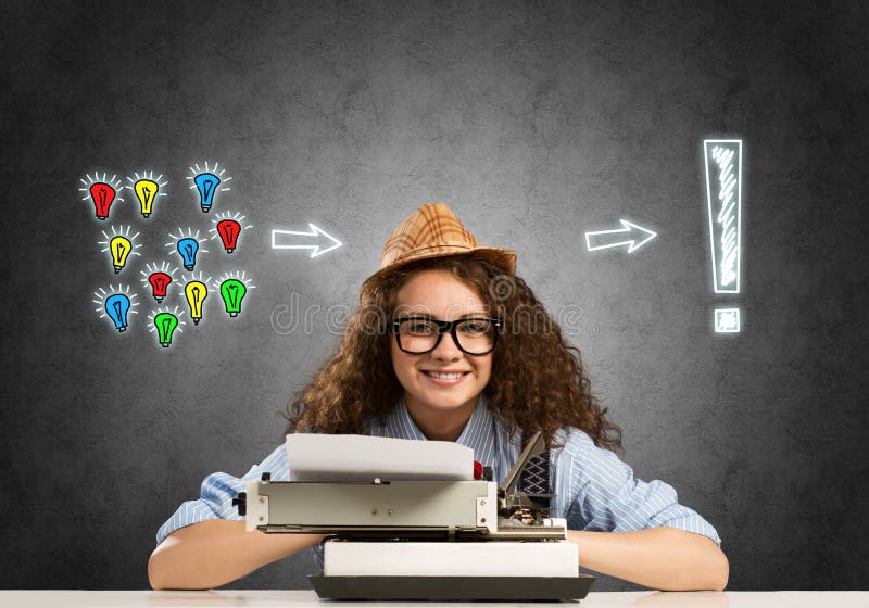 Girl writer stock image. Image of inspiration, sitting - 46751805