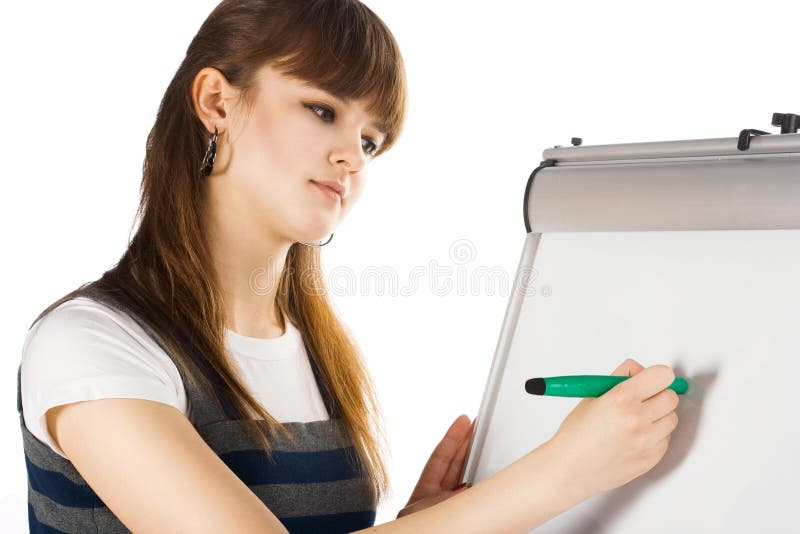 Girl writing stock image. Image of draw, education, lady - 8776777