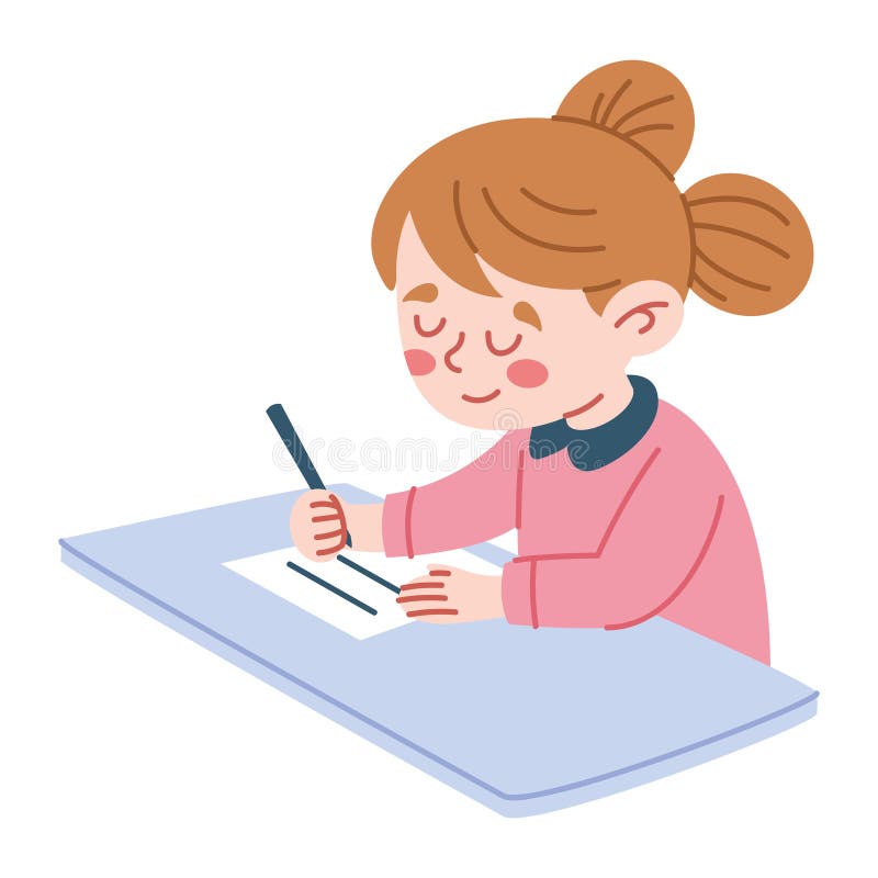 Girl Writing in Classroom stock vector. Illustration of youthstyle ...