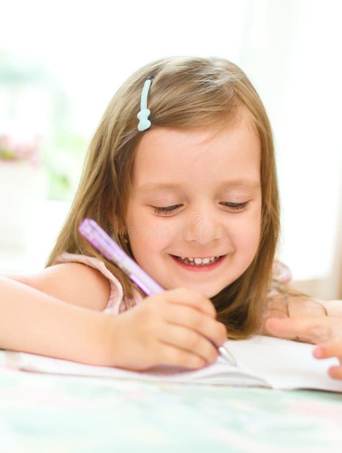 Girl writing stock photo. Image of background, child - 33123244