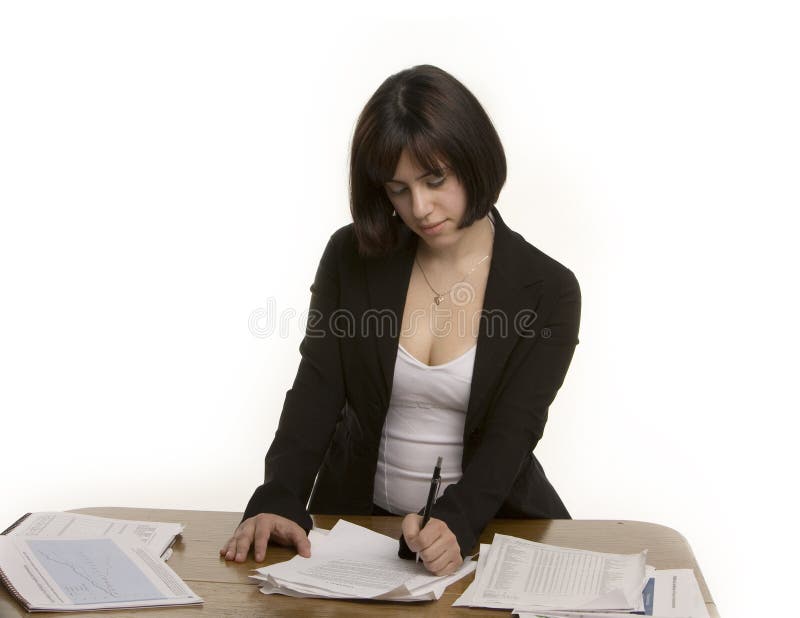 Girl writing at her desk stock image. Image of business - 493809