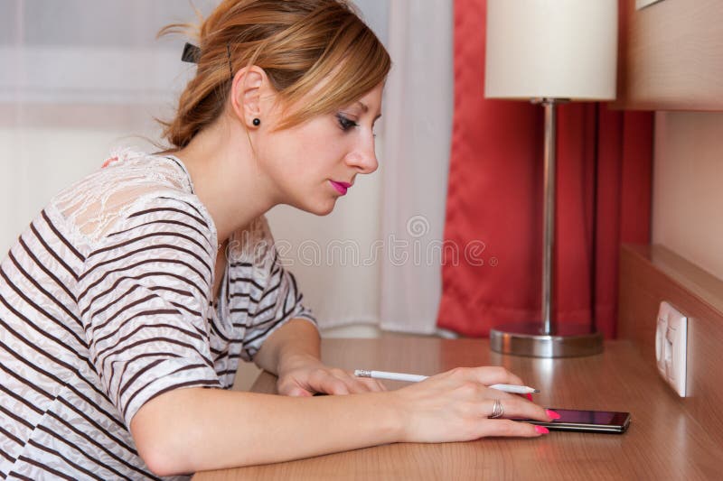 Girl Writing a Note stock photo. Image of attractive - 36860986