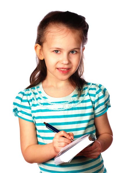 Girl writing notes stock image. Image of child, happiness - 39812527