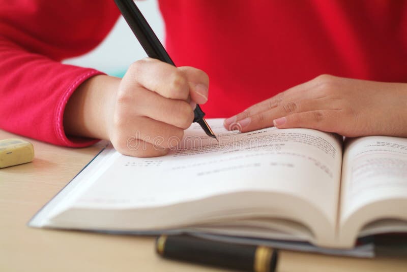 Girl writing for study stock image. Image of brown, drawing - 54493861