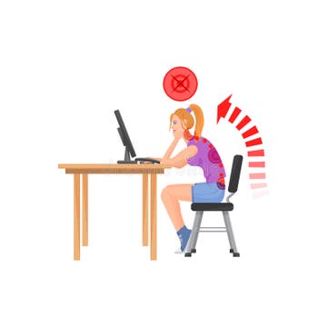 Poor Sitting Posture Stock Illustrations – 121 Poor Sitting Posture ...