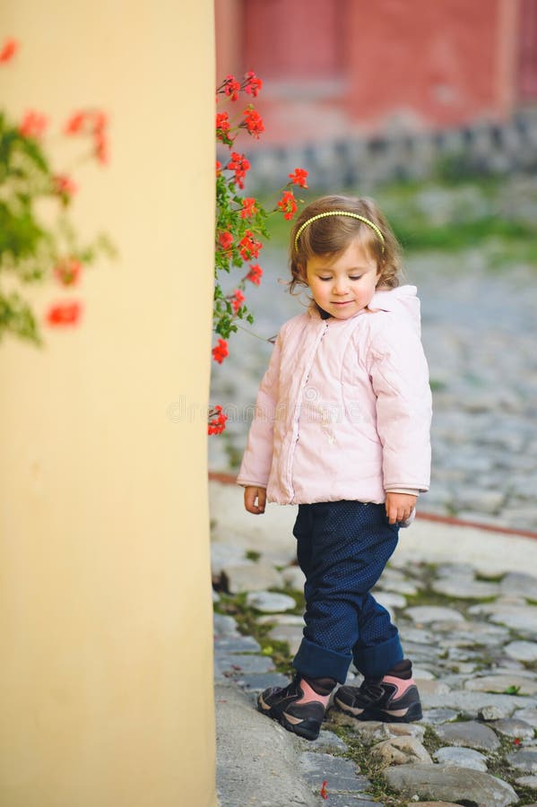 Girl in Yard stock photo. Image of color, childhood, cute - 63147594