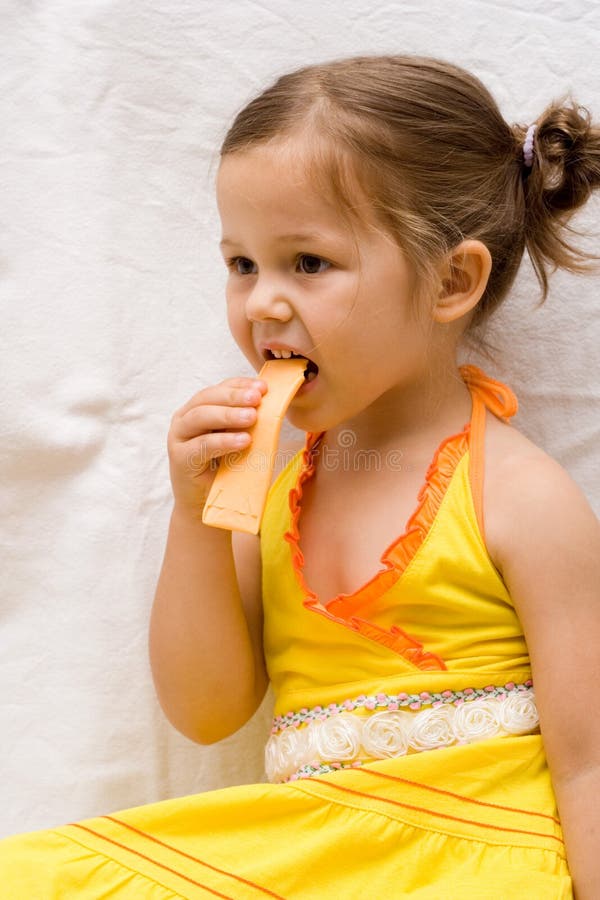 Girl in yellow dress stock image. Image of sweets, stylish - 2999797