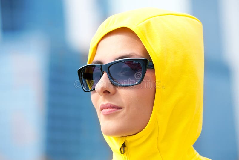 Girl in a yellow hood stock photo. Image of lonely, fair - 24529850