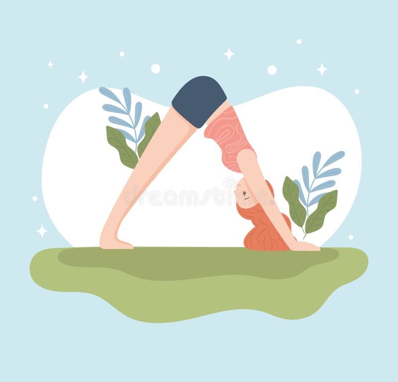 Girl yoga stretching stock vector. Illustration of exercise - 229215578