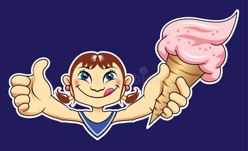 Girl with Yummy Ice Cream stock vector. Illustration of colorful - 29509936