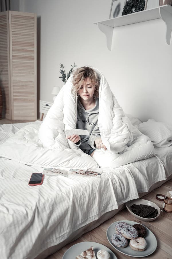 Sentimental Young Woman in Love Stock Photo - Image of grey, holiday ...