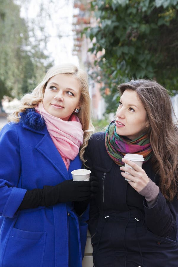 Girlfriends Gossip and Coffee Stock Photo - Image of chatting, city ...