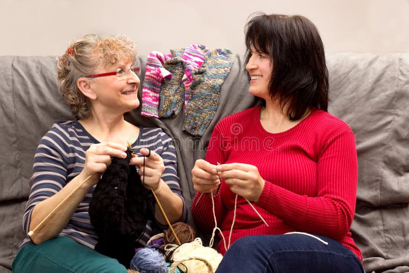 Girlfriends knitting stock image. Image of cotton, friends - 37470243