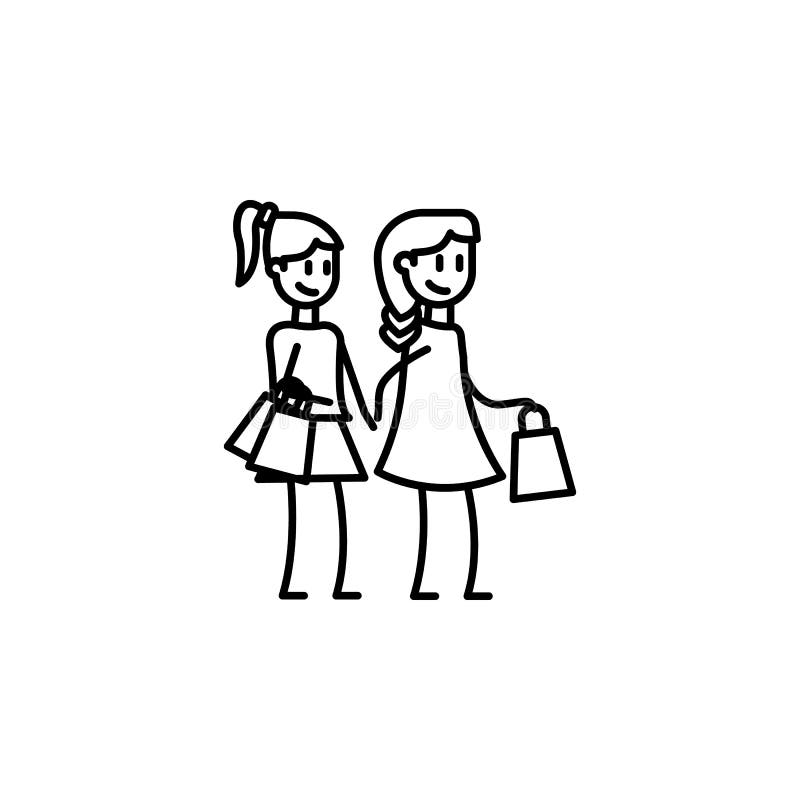 Girlfriends Line Icon. Two Girls Hugging Each Other Vector Illustration ...
