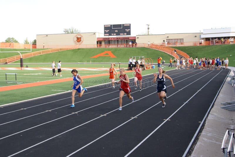 Teen Girls in Long Distance Track Race Editorial Image - Image of ...