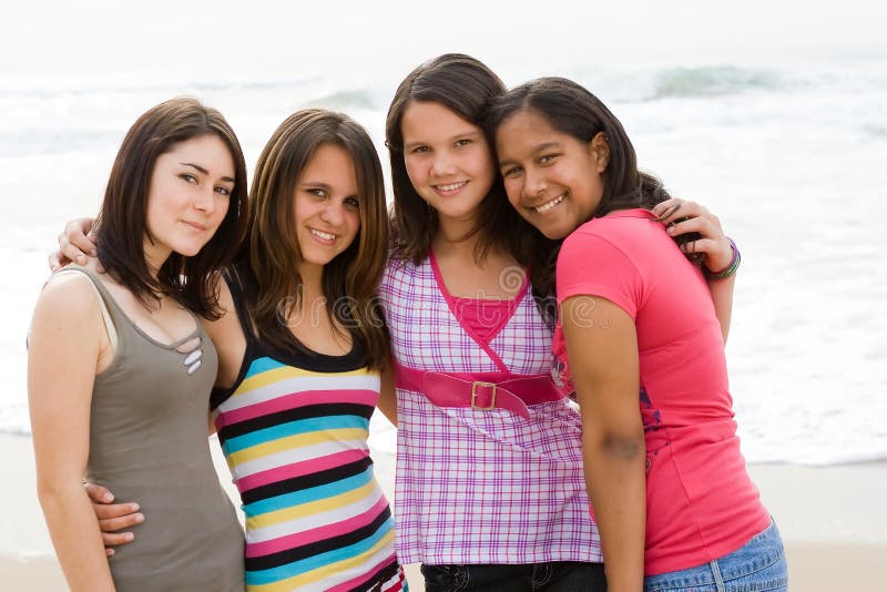 Four Teenage Girls on White Stock Photo - Image of adolescence ...