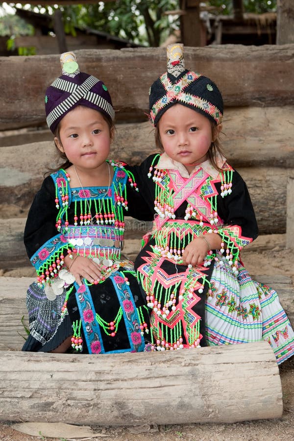 Girls of Laos Ethnic Group Hmong Stock Image - Image of indigenous ...