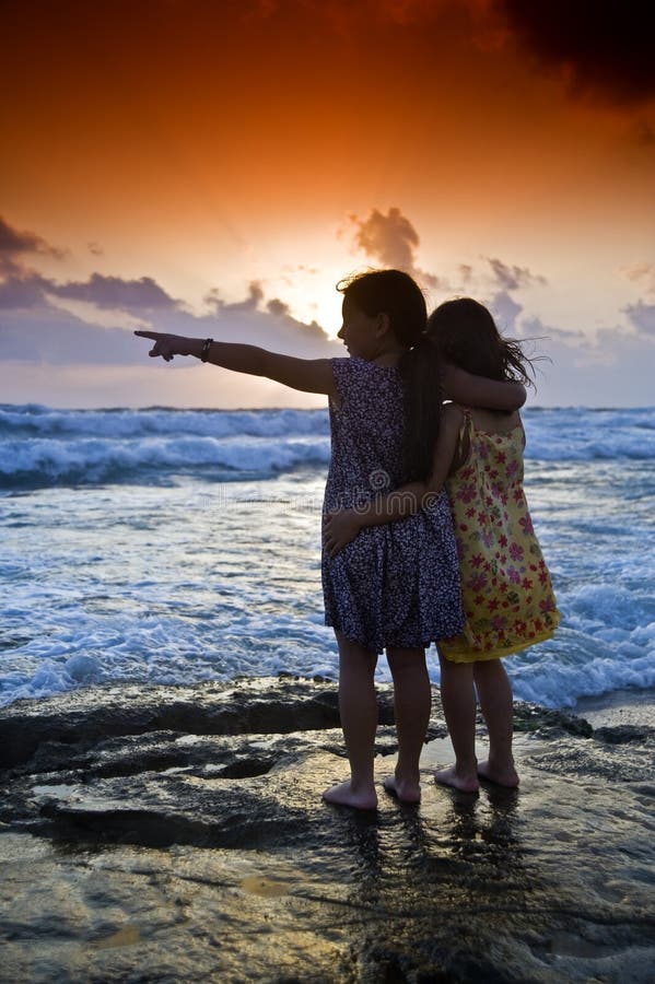 Two Girls Flowers Field at Sunset Stock Image - Image of girl, meadow ...