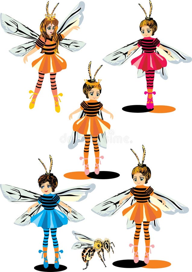 Girls in bee costumes stock vector. Illustration of girl - 15262396